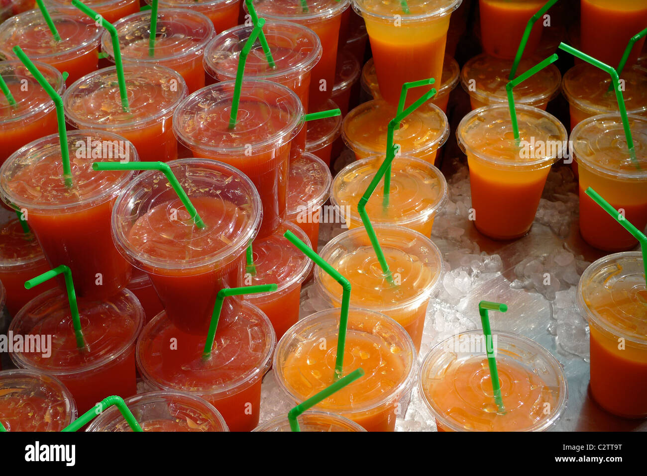 Fruit juice at a stall Stock Photo - Alamy
