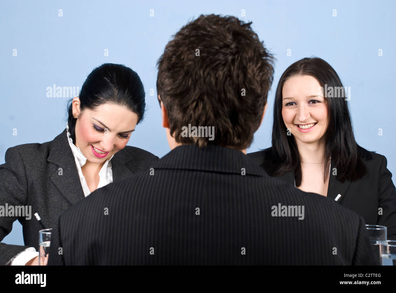 Business people having a job interview with a man and one of woman ...