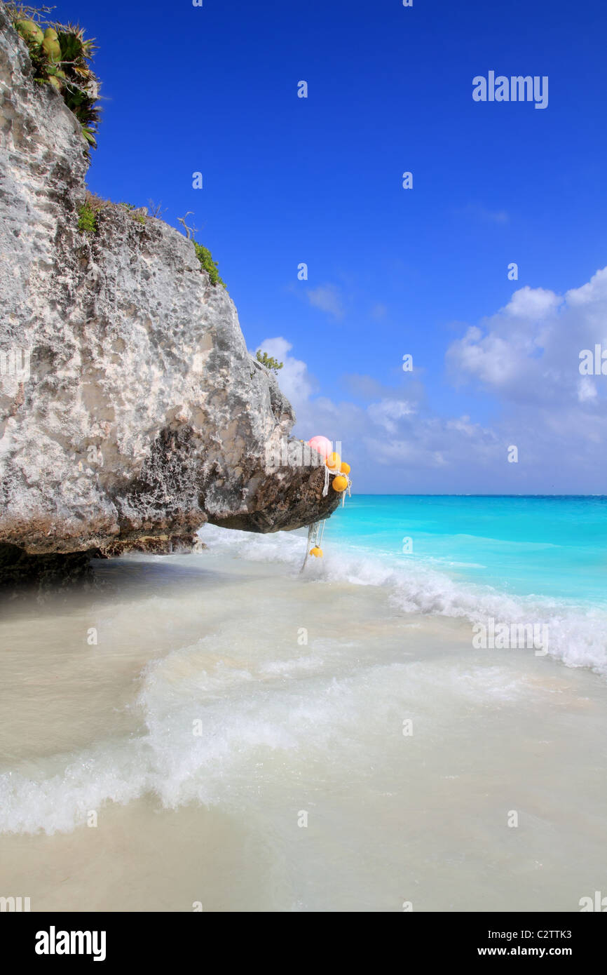 Caribbean beach in Tulum Mexico under Mayan ruins Mayan Riviera Stock ...