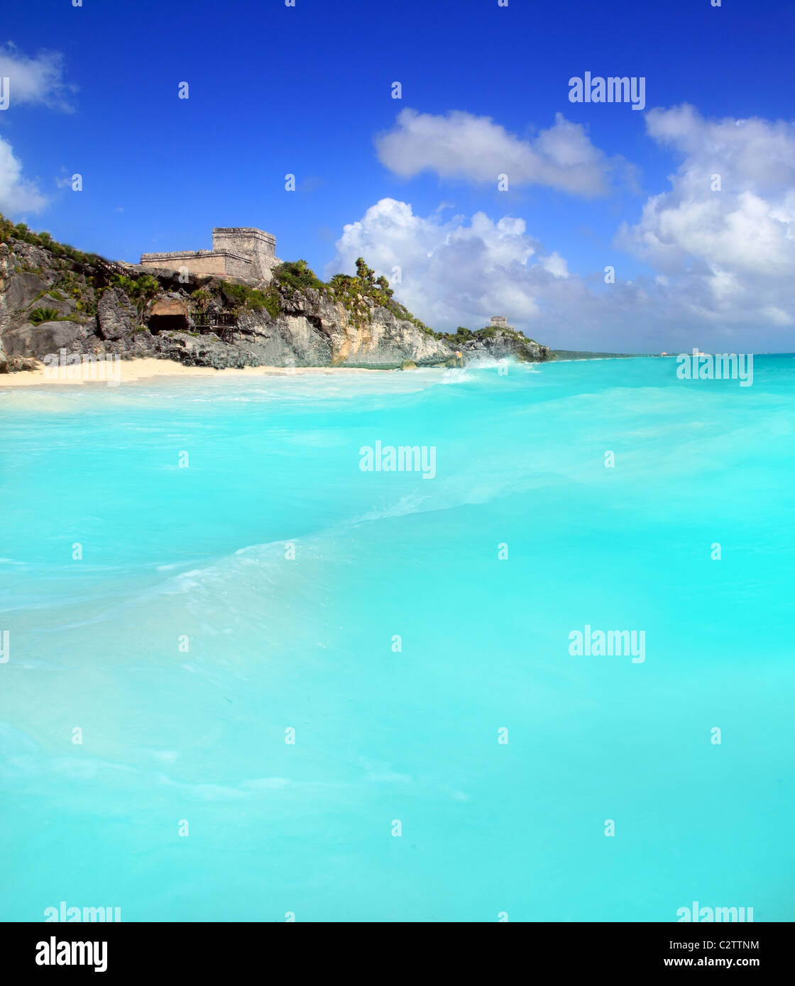 ancient Tulum Mayan ruins view from caribbean sea turquoise Stock Photo ...