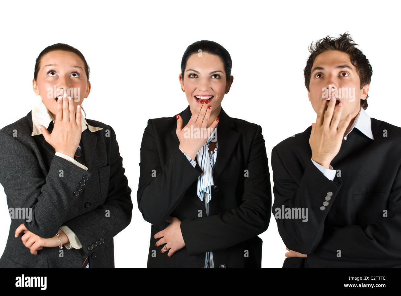 Group shocked people looking up hi-res stock photography and images - Alamy