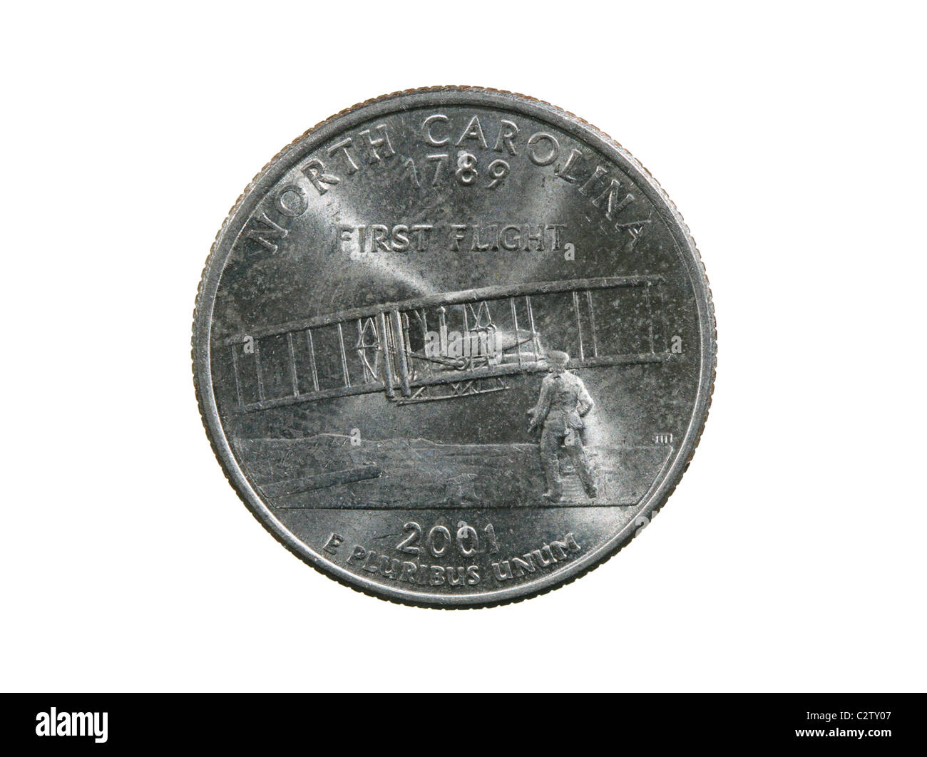 North Carolina state quarter coin isolated on white background Stock ...