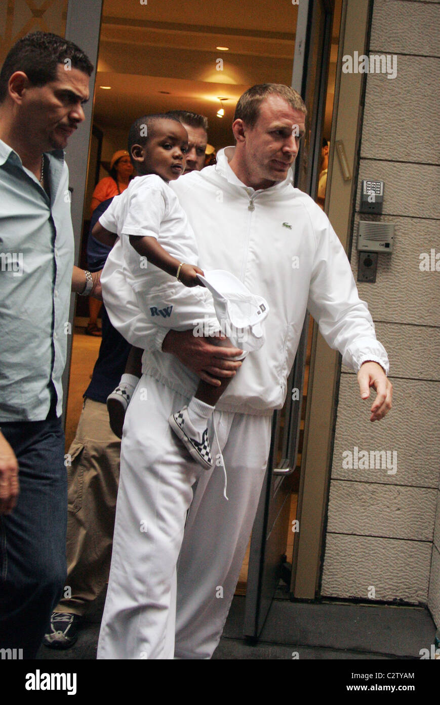 David Banda and Guy Ritchie leaving the Kabbalah center in Manhattan ...