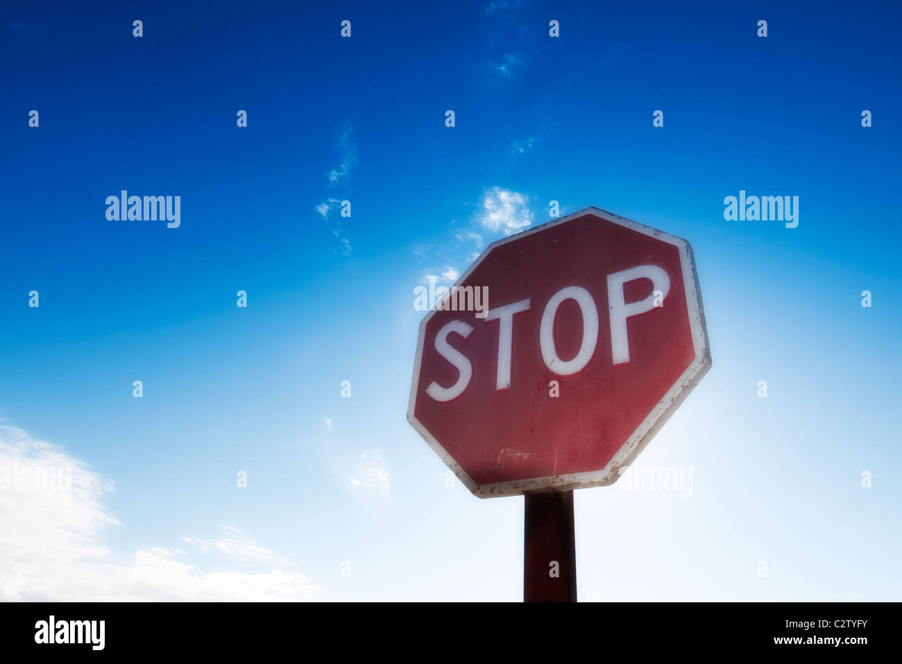 stop sign blue sky Stock Photo - Alamy