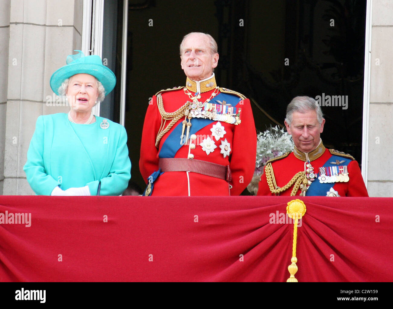 Queen Elizabeth ll, Prince Philip, Duke of Edinburgh and Prince Charles, Prince of Wales on the ...
