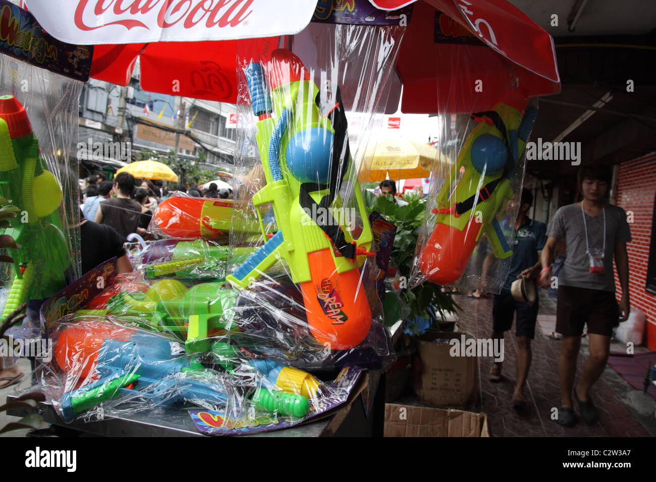 Water Gun Stall , Songkran Festival in Bangkok Stock Photo - Alamy