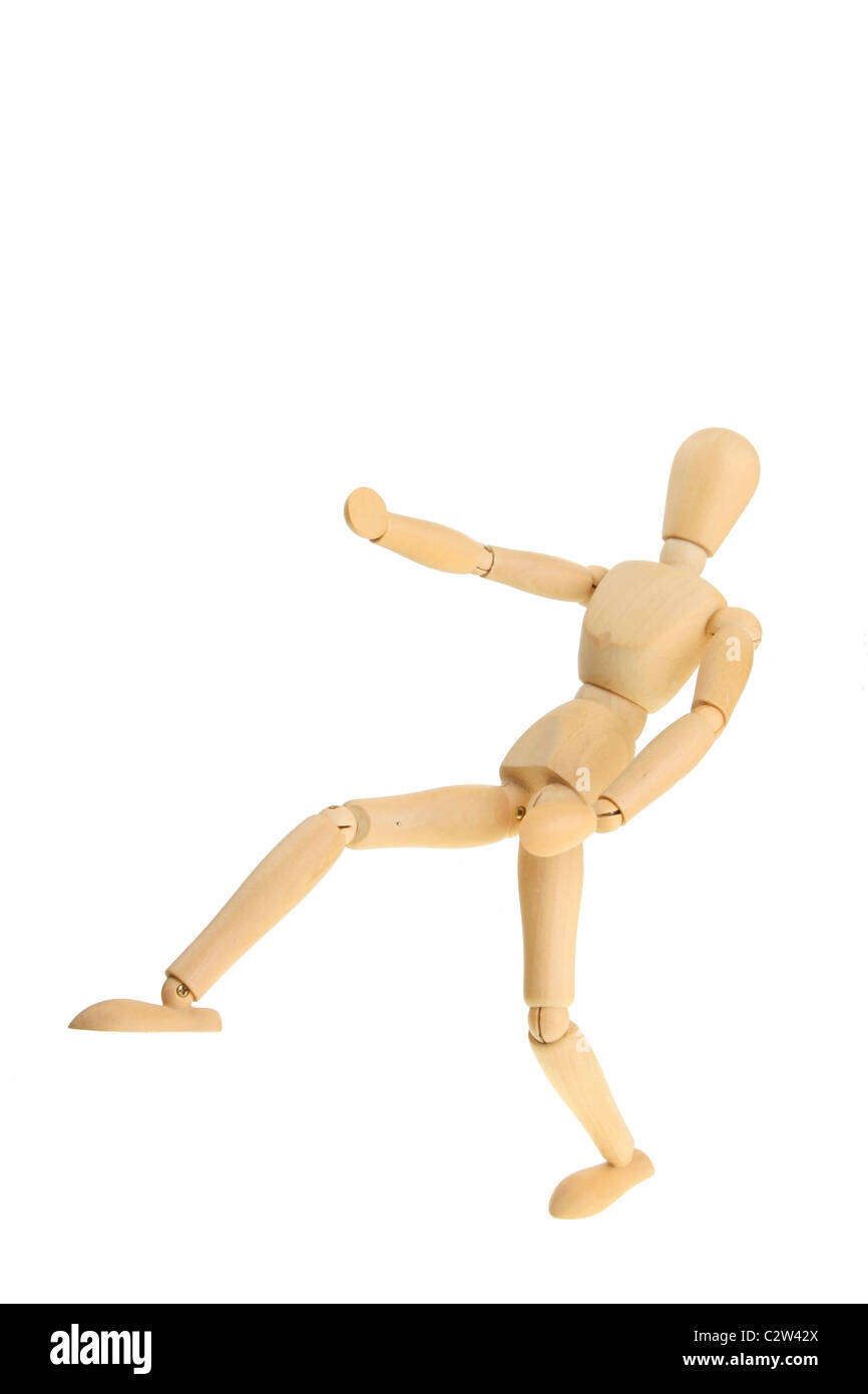 Wooden artists model in a martial arts fighting pose Stock Photo - Alamy