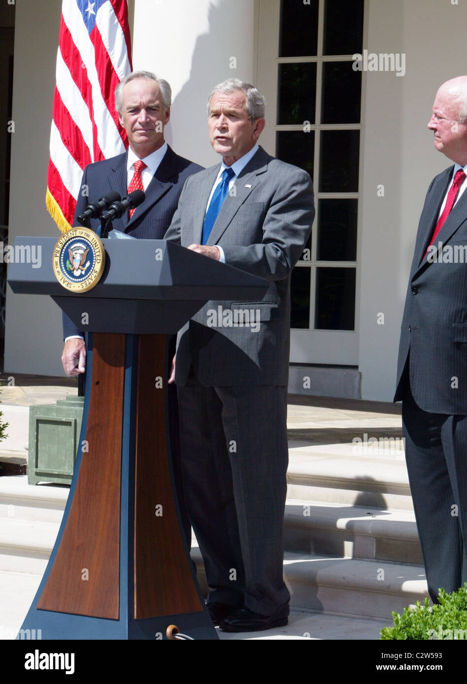 President George W. Bush addresses the nation during a press conference ...