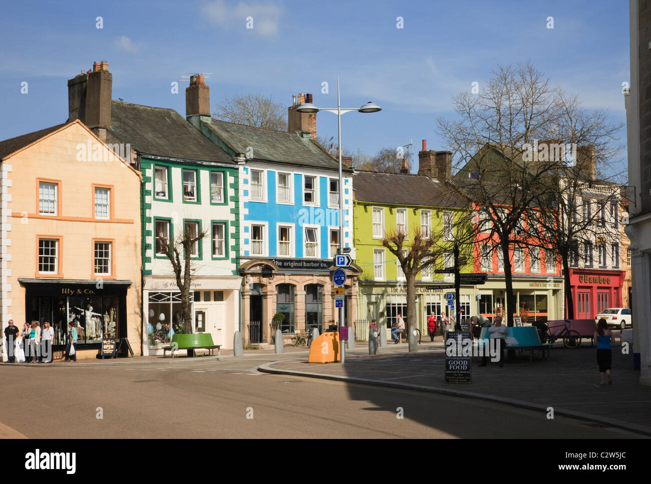 Market Place, Cockermouth, Cumbria, England, UK. Colourful Georgian ...