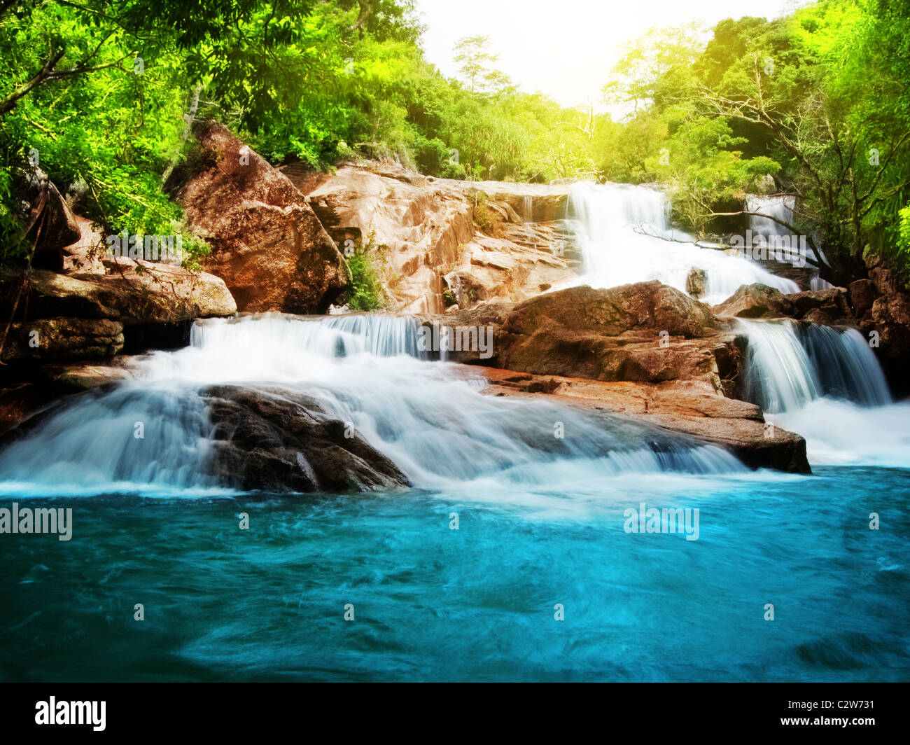 Waterfall in rain forest Stock Photo - Alamy