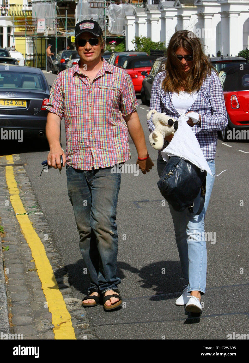 Jamie Oliver and Jools Oliver leaving their home in Primrose Hill ...