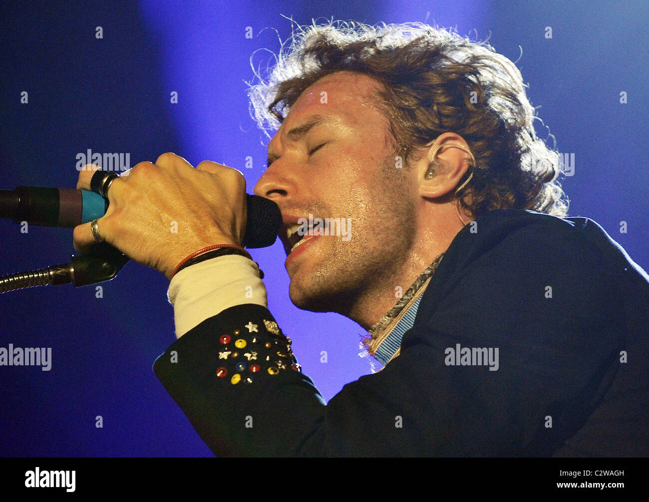 Chris Martin Coldplay performs live in concert at Madison Square Garden ...
