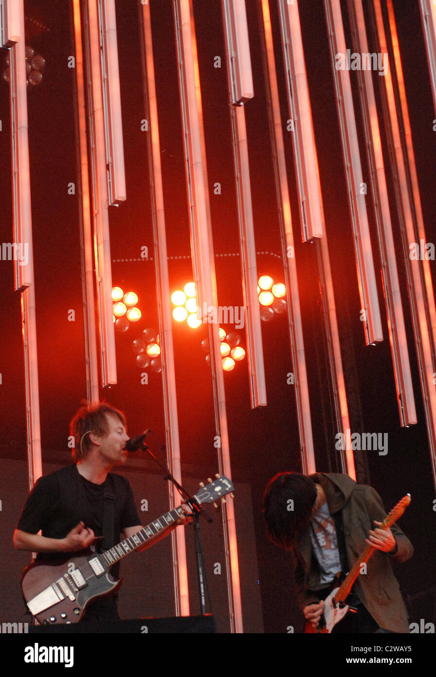 Radiohead performs live in concert at Victoria Park London, England ...