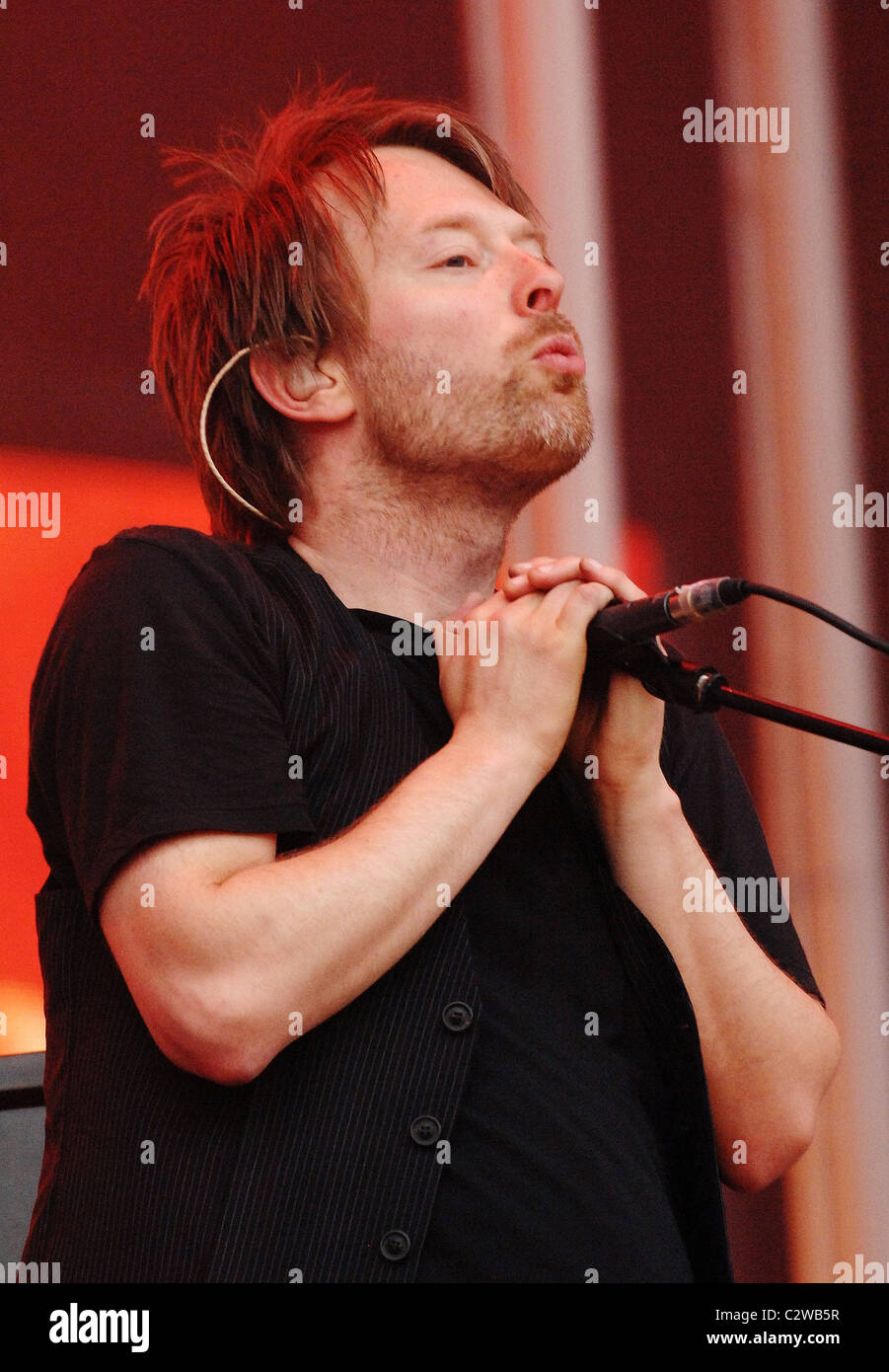 Thom Yorke Radiohead performs live in concert at Victoria Park London ...