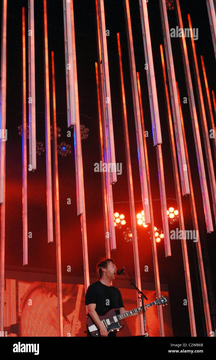 Thom Yorke Radiohead performs live in concert at Victoria Park London ...