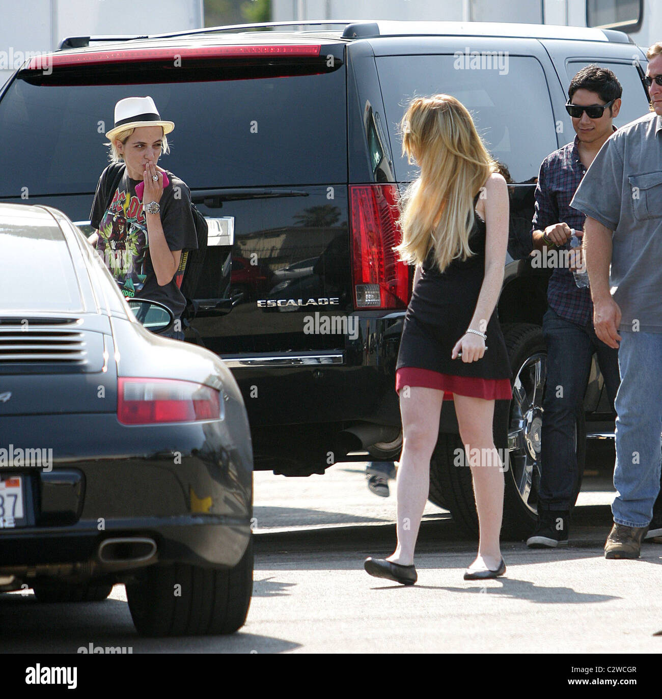 Samantha Ronson blows Lindsay Lohan a kiss on the set of her upcoming ...