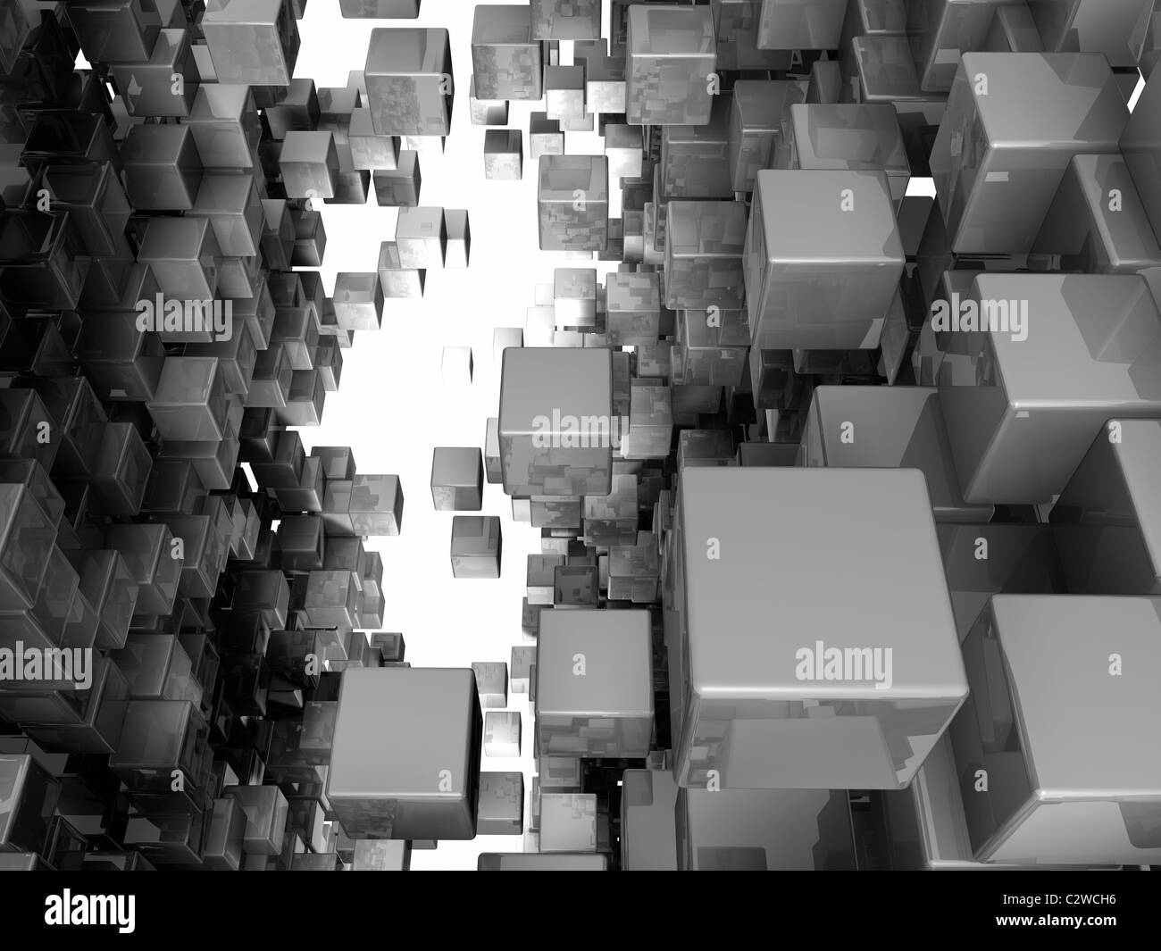 Among the crowd of reflective cubes, 3d render Stock Photo - Alamy