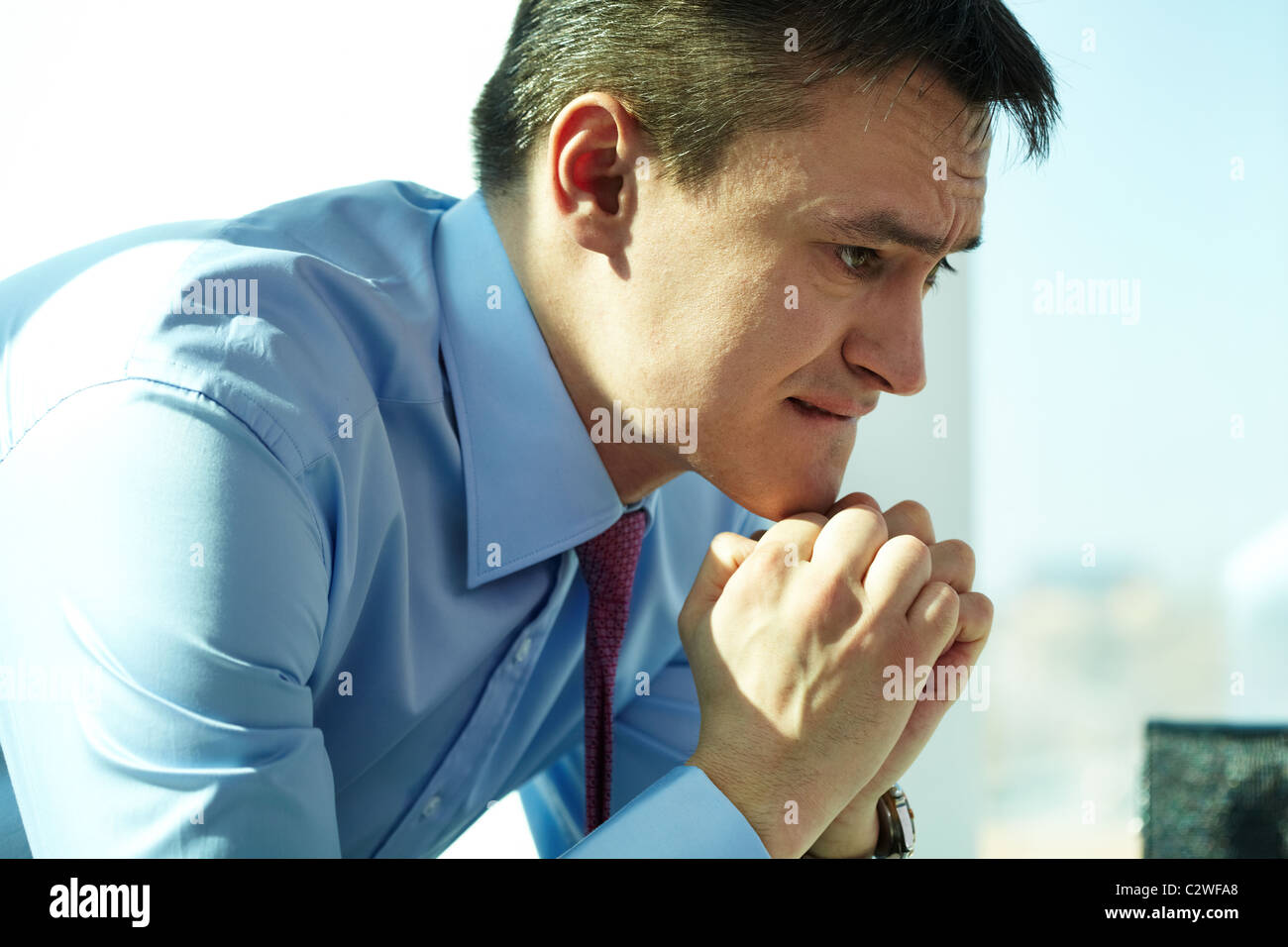 Image of serious man concentrating on thoughts Stock Photo - Alamy