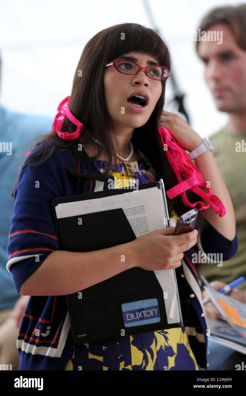 America Ferrera on the set of 'Ugly Betty' filming in Manhattan New ...