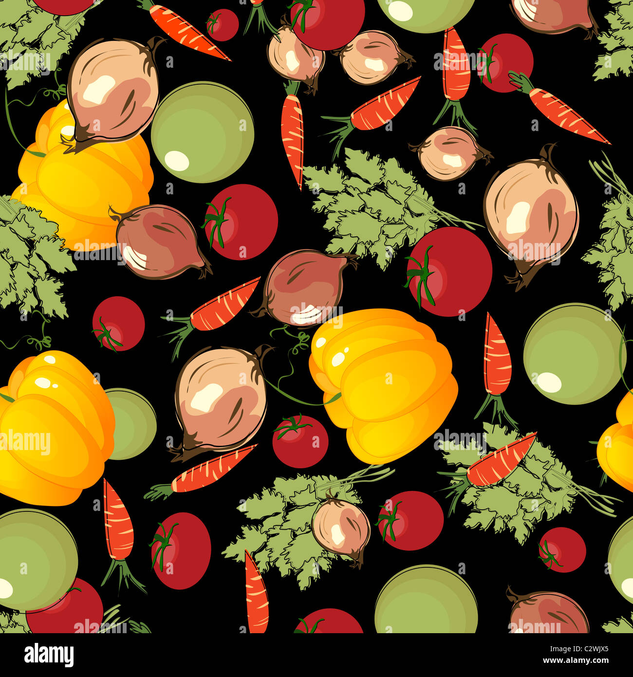 Vegetables pattern on black Stock Photo - Alamy