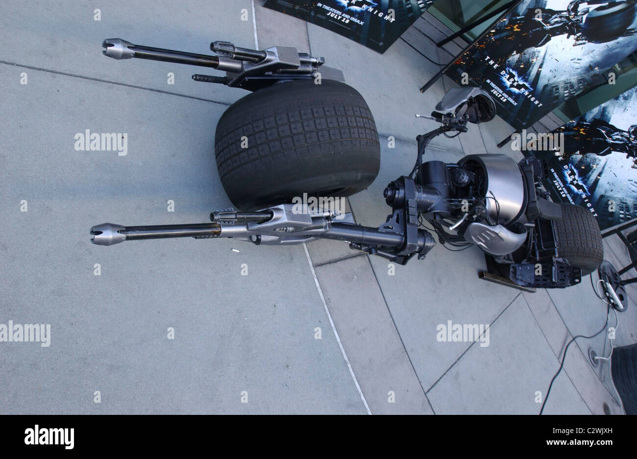 The Bat Pod and other Batman costumes on display outside the Arclight ...
