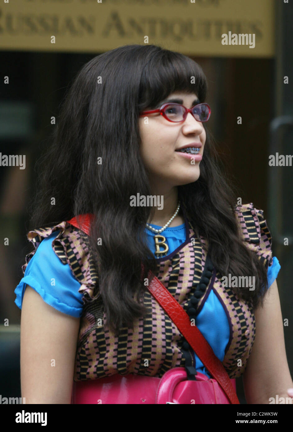 America Ferrera on the set of 'Ugly Betty' filming in Manhattan New ...