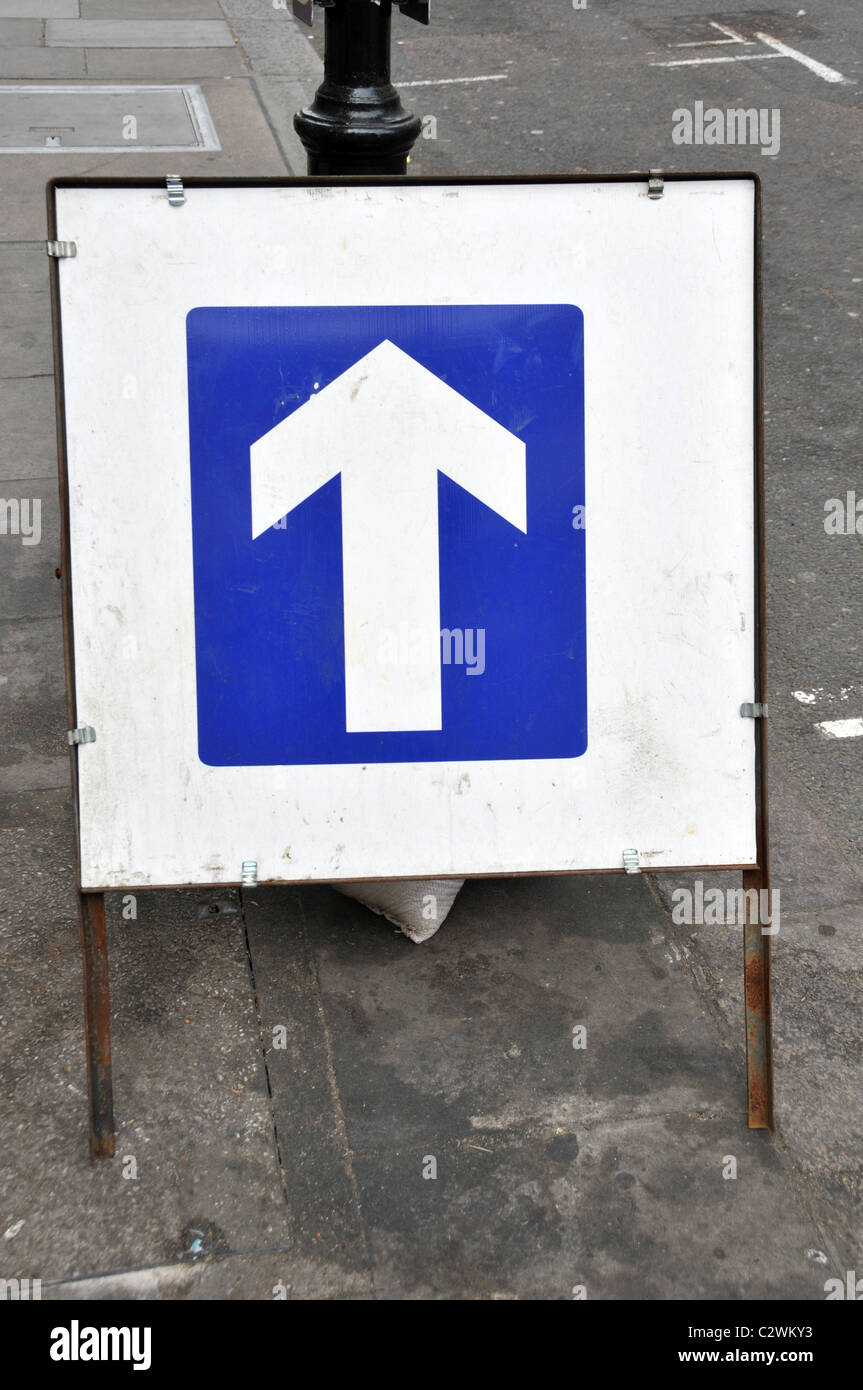 Direction street sign arrow forward one way pointing up straight Stock ...