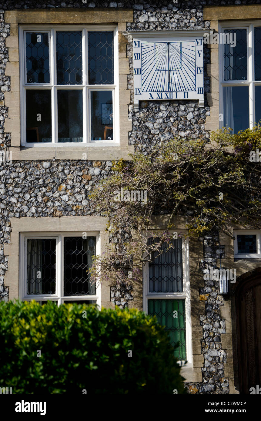 House with sundial near Norwich Cathedral, Norfolk, England Stock Photo ...