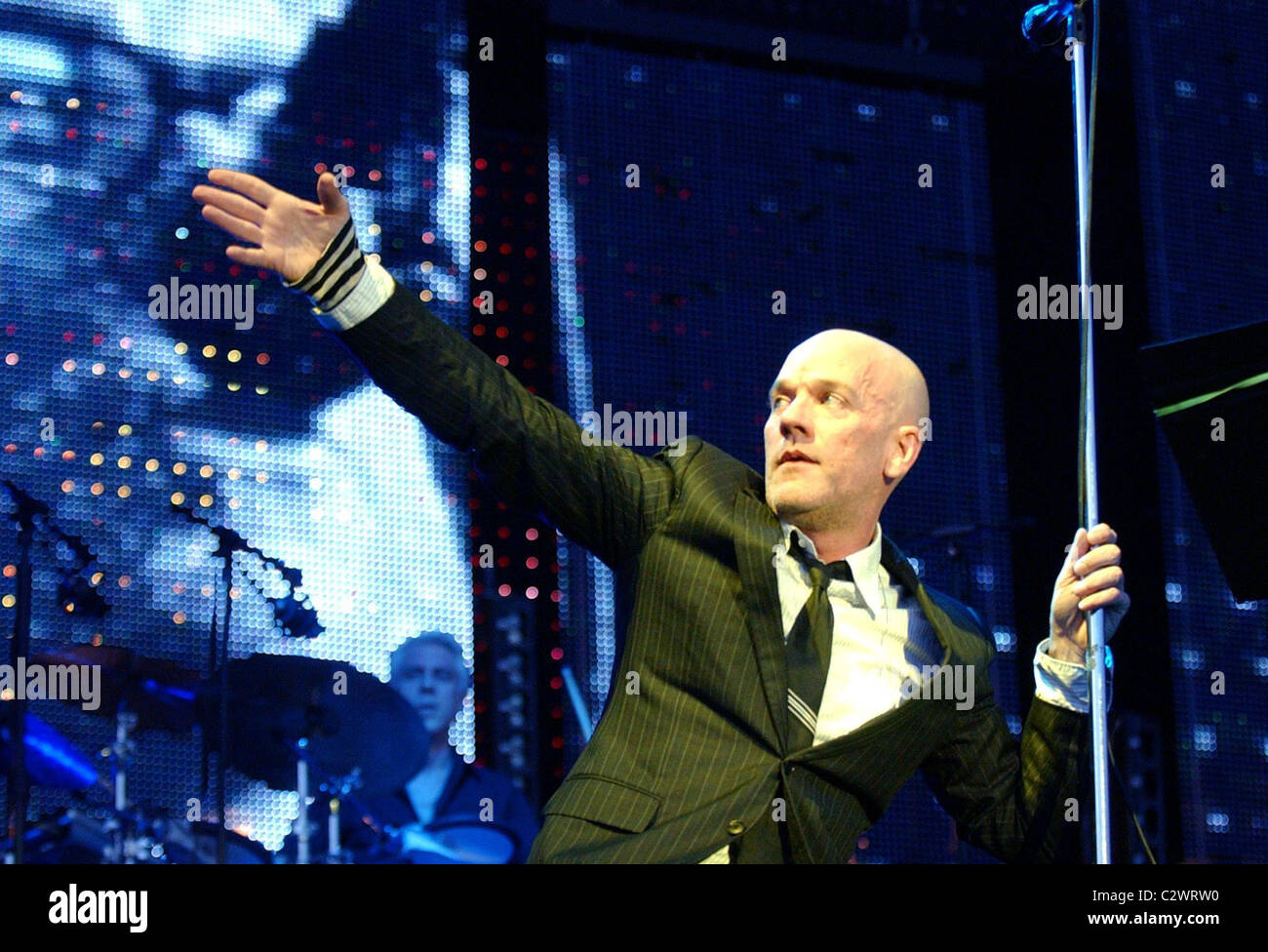 Michael Stipe of R.E.M perform a sold out concert at Westerpark ...