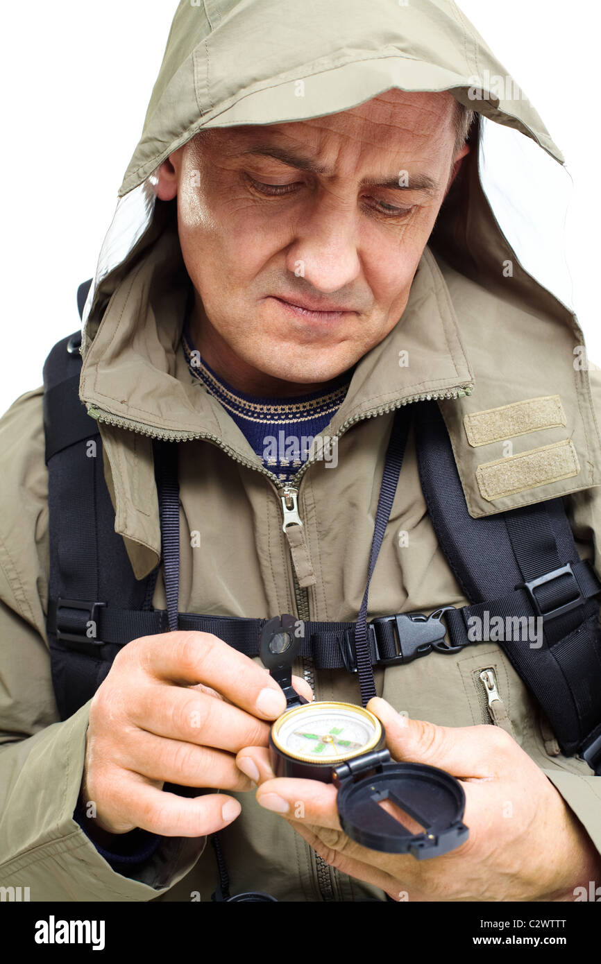 Hand senior man holding compass hi-res stock photography and images - Alamy