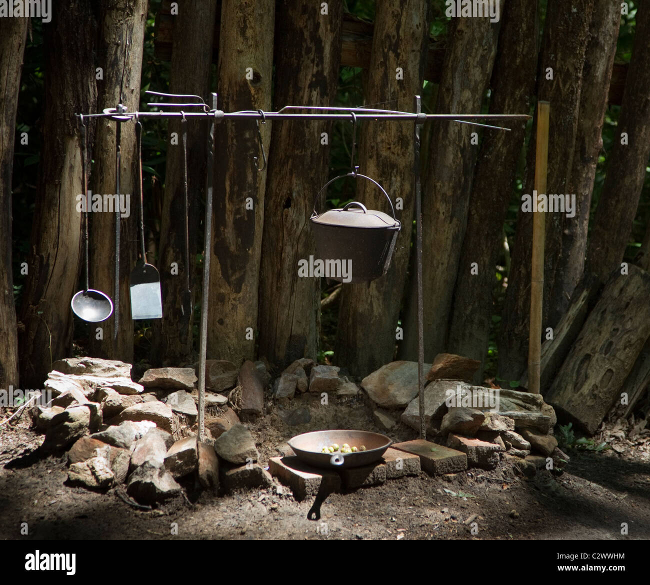 Traditional cooking utensils at the Oconaluftee Indian Village in ...