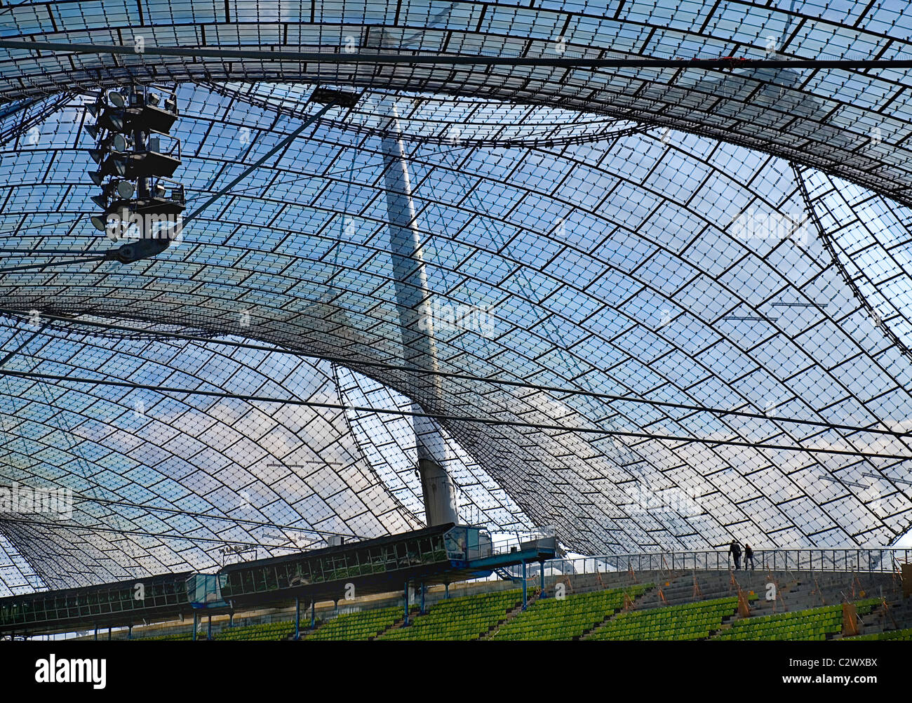 Germany Bavaria Munich 1972 Olympic Stadium curved section of bright ...