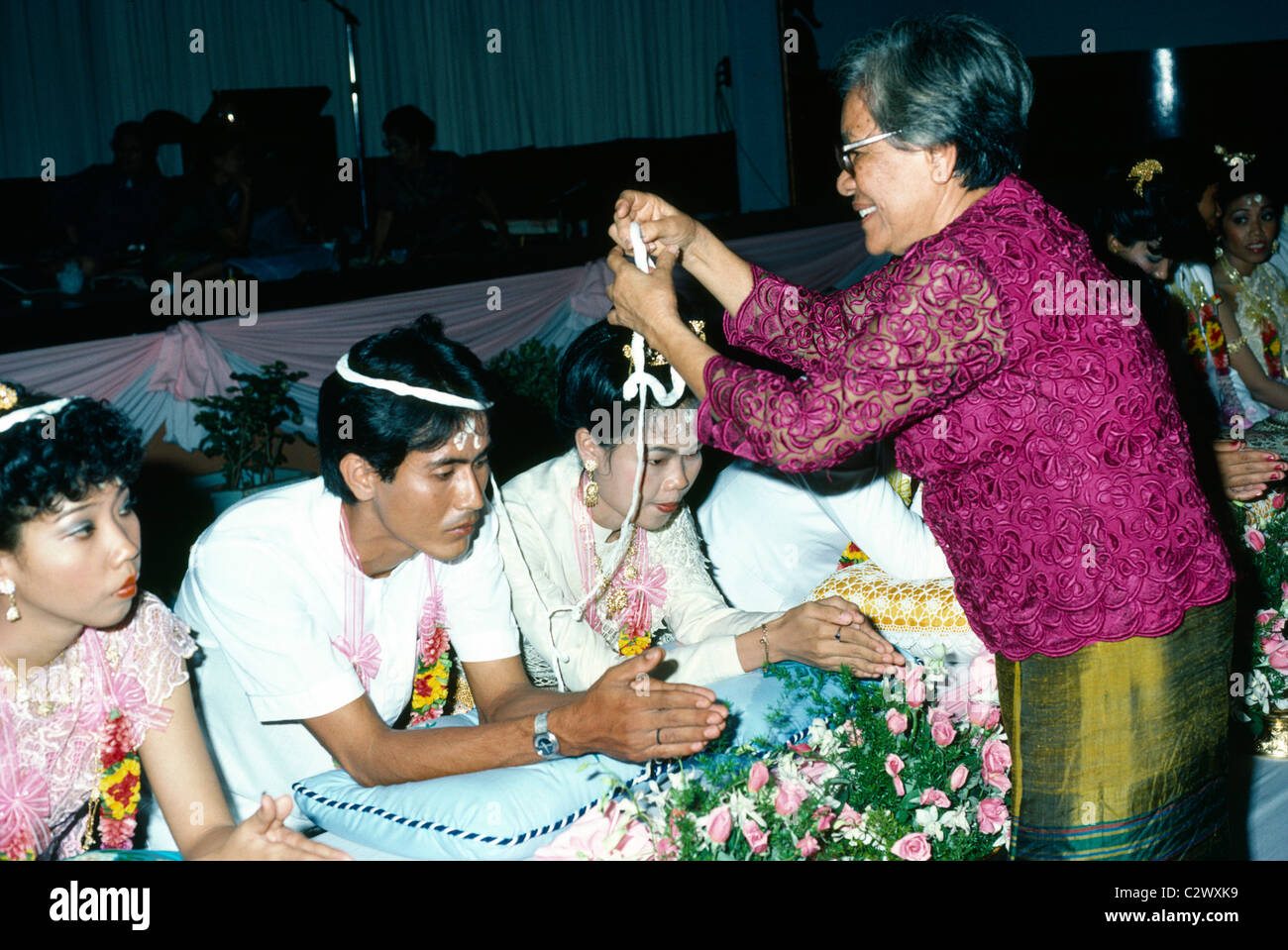 Thailand Southeast Asia Bangkok Couple being symbolically bound ...