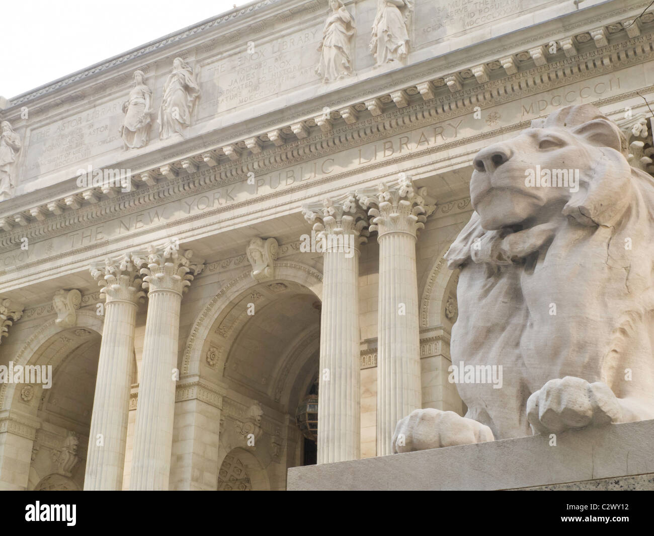 Lion Statue, New York Public Library, Main Branch, NYC Stock Photo - Alamy
