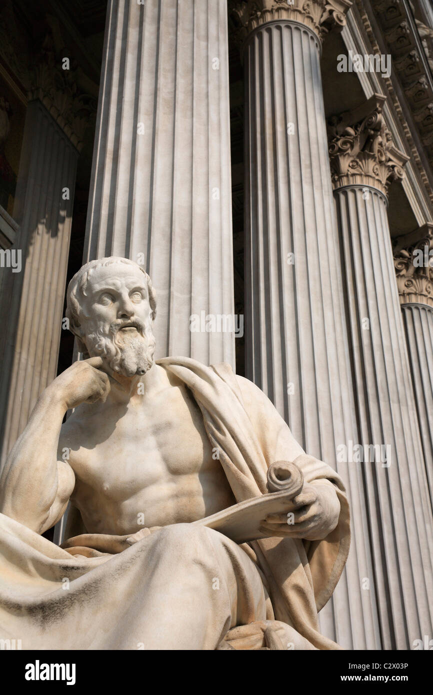 Austria, Vienna, Seated statue of the Greek philosopher Herodotus in ...
