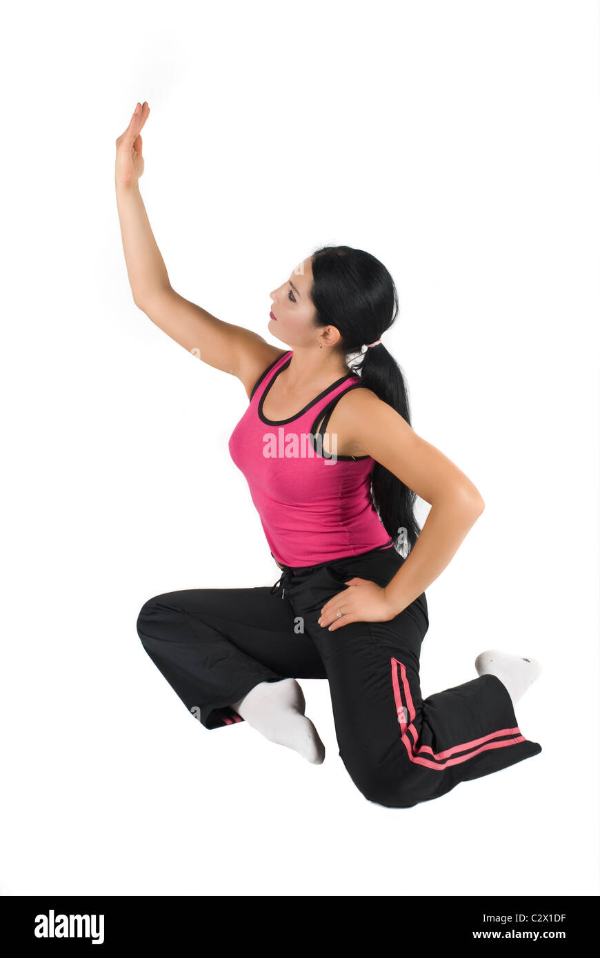 Female trainer doing exercises Cut Out Stock Images & Pictures - Alamy