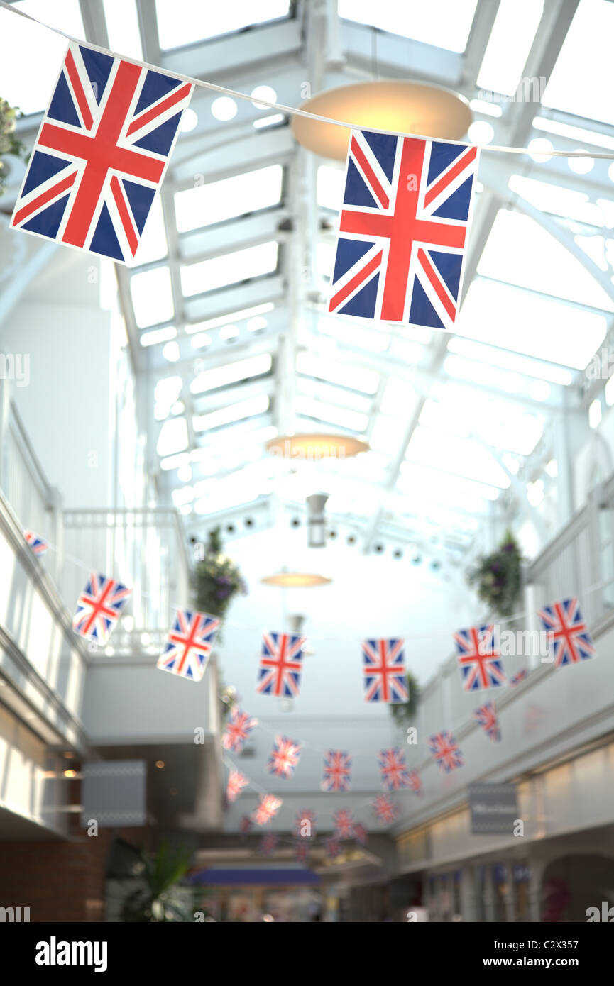 union jack flags uder a glass ceiling Stock Photo - Alamy