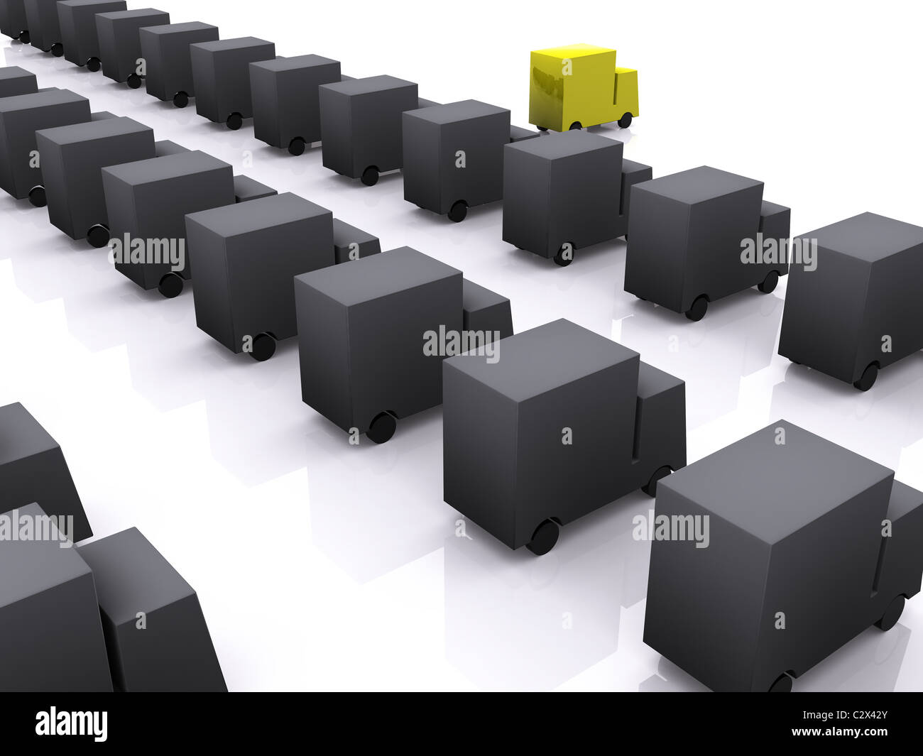 yellow leadership of cars. 3d Stock Photo - Alamy