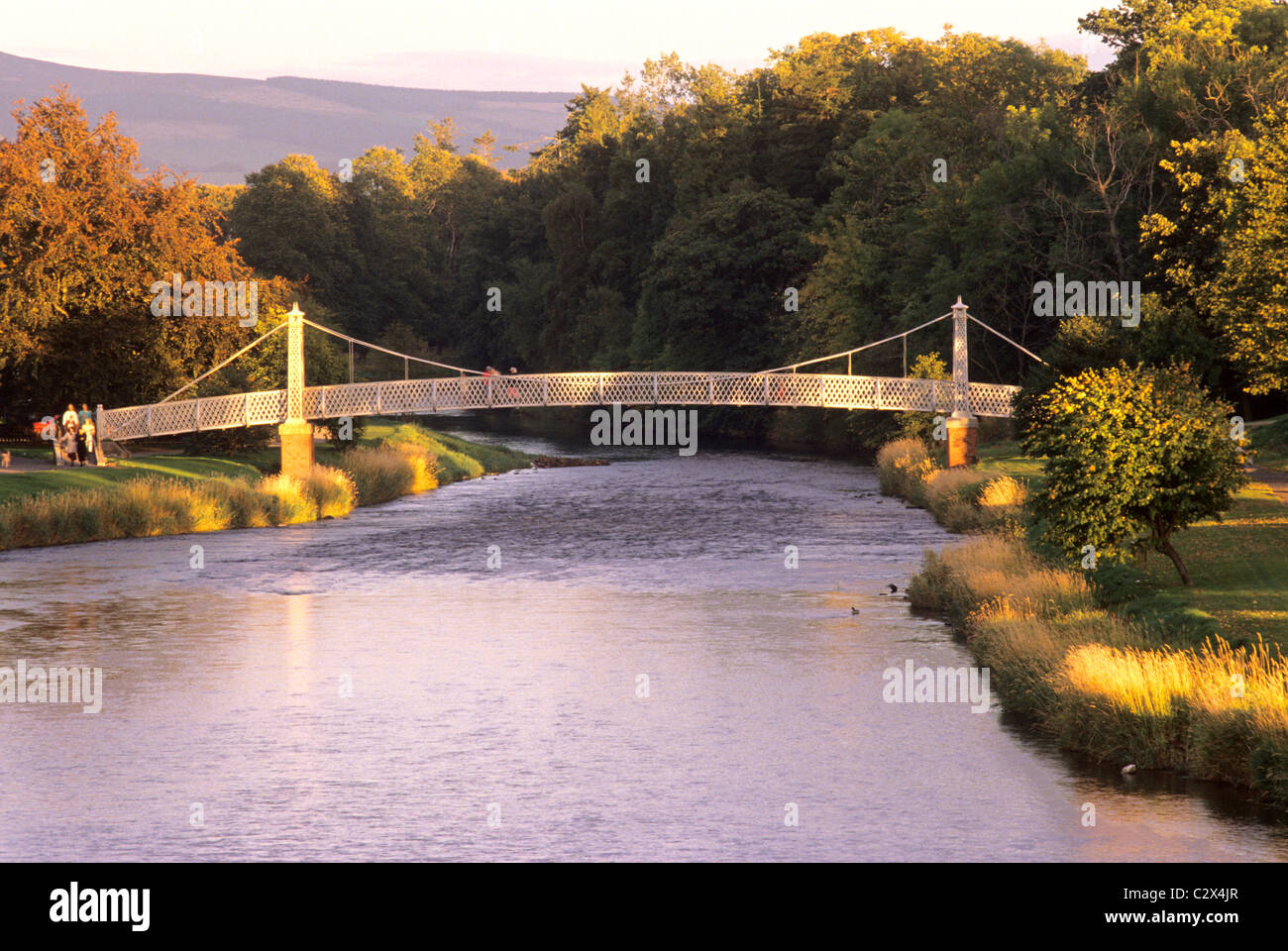 Peebles, Suspension Bridge over River Tweed Scottish bridges rivers UK ...
