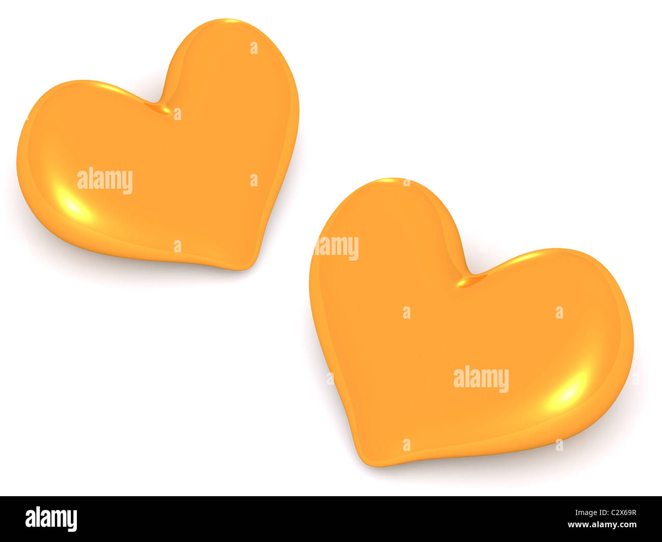 two gold hearts on white. 3d Stock Photo - Alamy