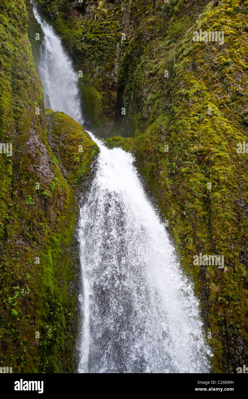 Waterfall among mossy rocks in the Pacific Northwest Stock Photo - Alamy