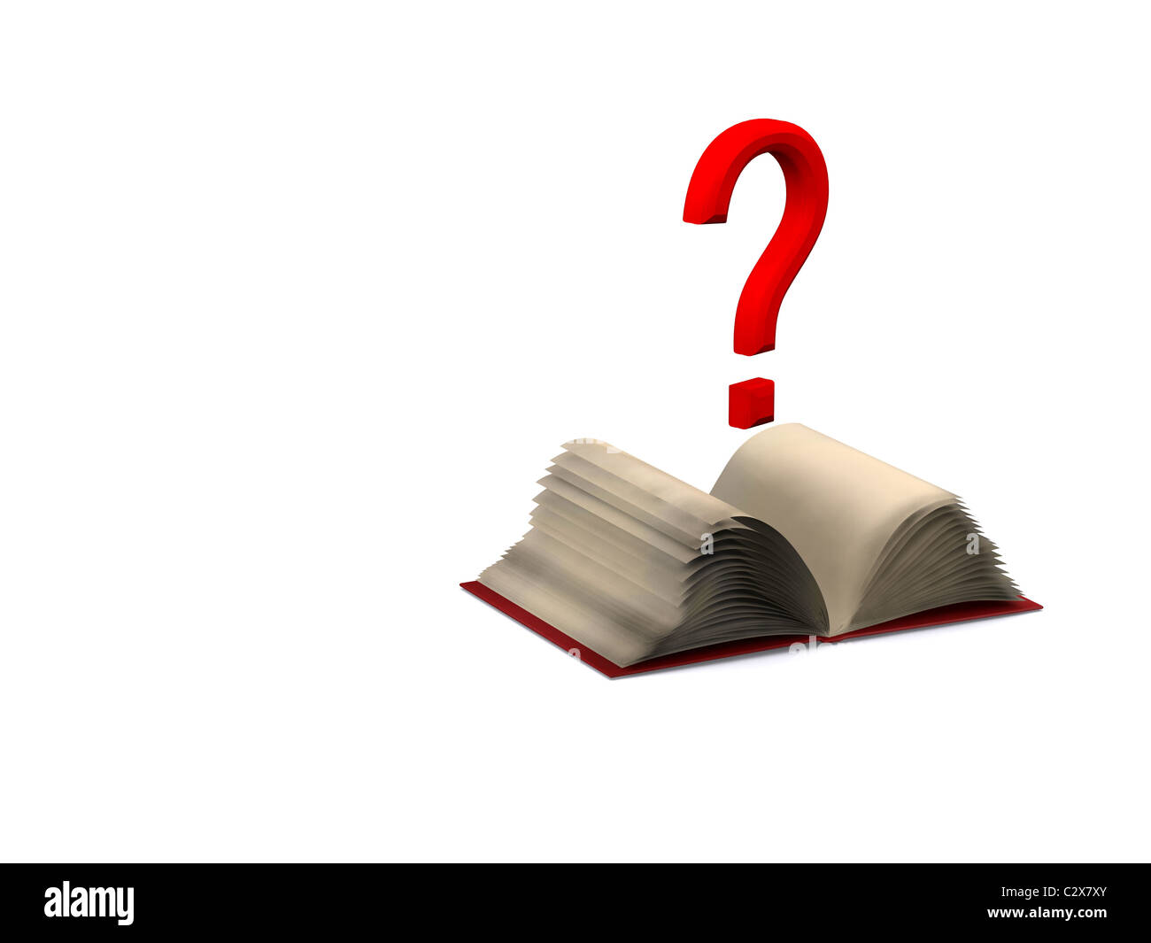 question above open book. 3d Stock Photo - Alamy