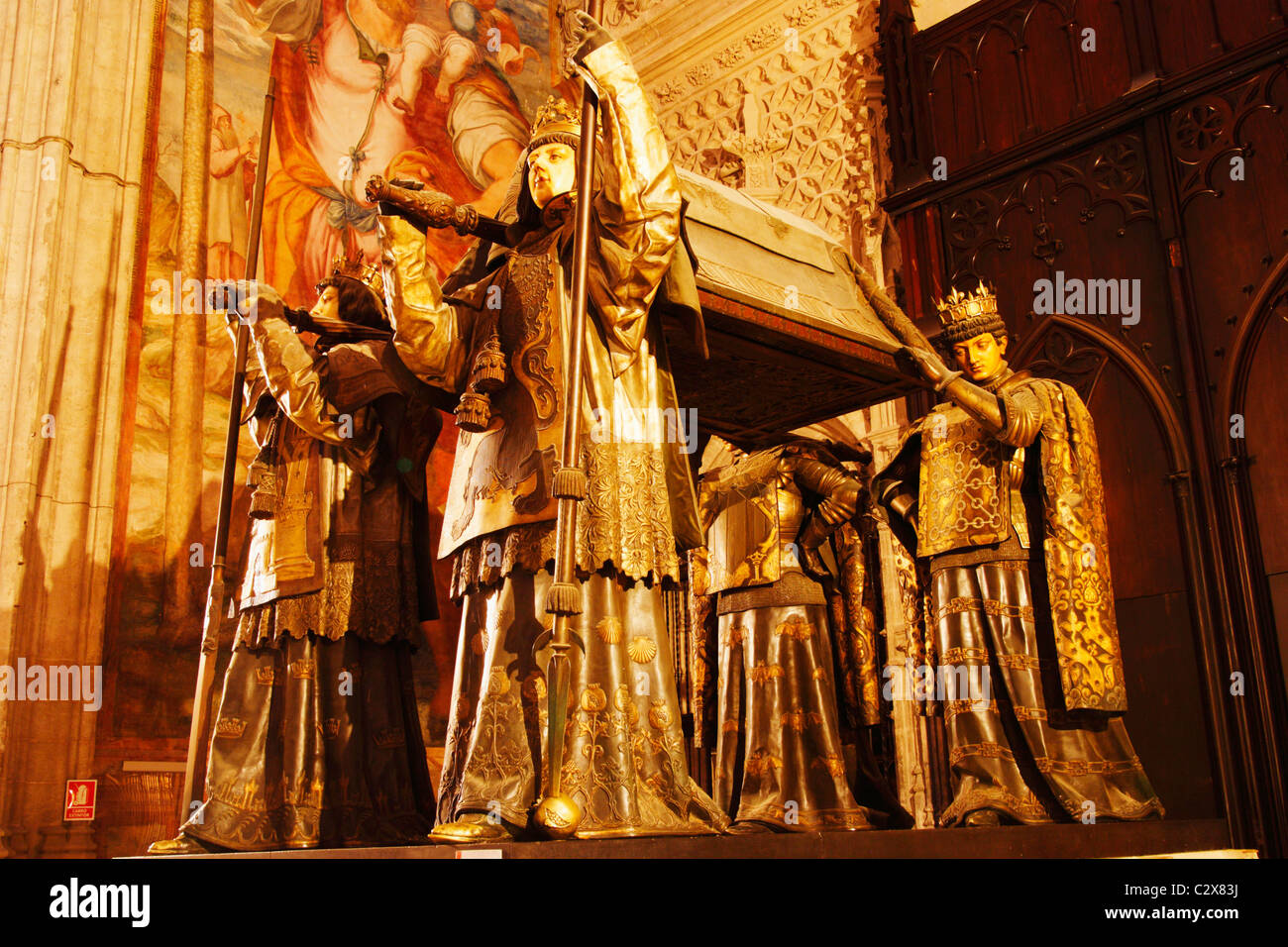 Christopher Columbus tomb in Seville Cathedral. Andalusia, Spain Stock ...