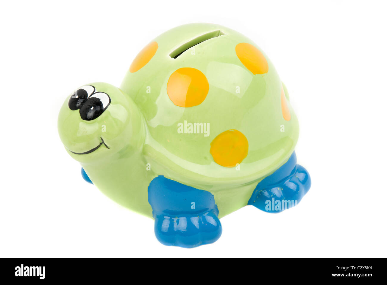Money box tortoise green isolated on white background Stock Photo - Alamy