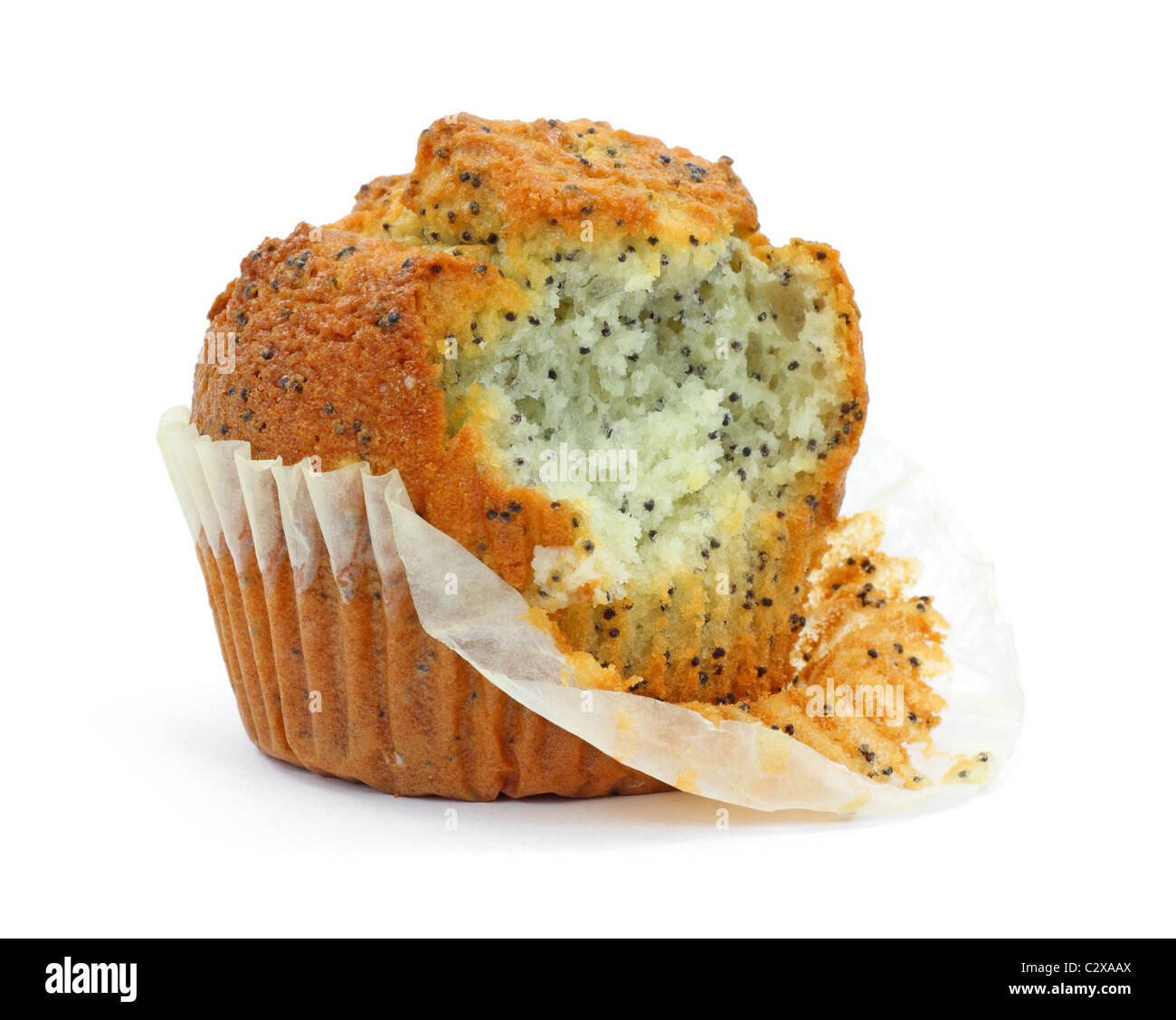 Poppy seed muffin that has been bitten Stock Photo - Alamy