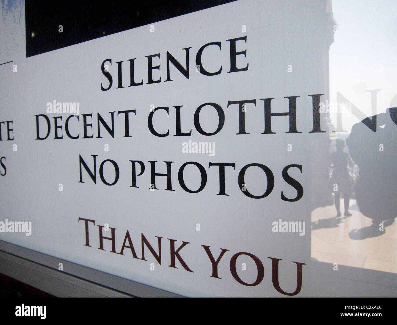 Paris, France, Sign "No Photos, Decent CLothing" outside "Sacre Coeur ...