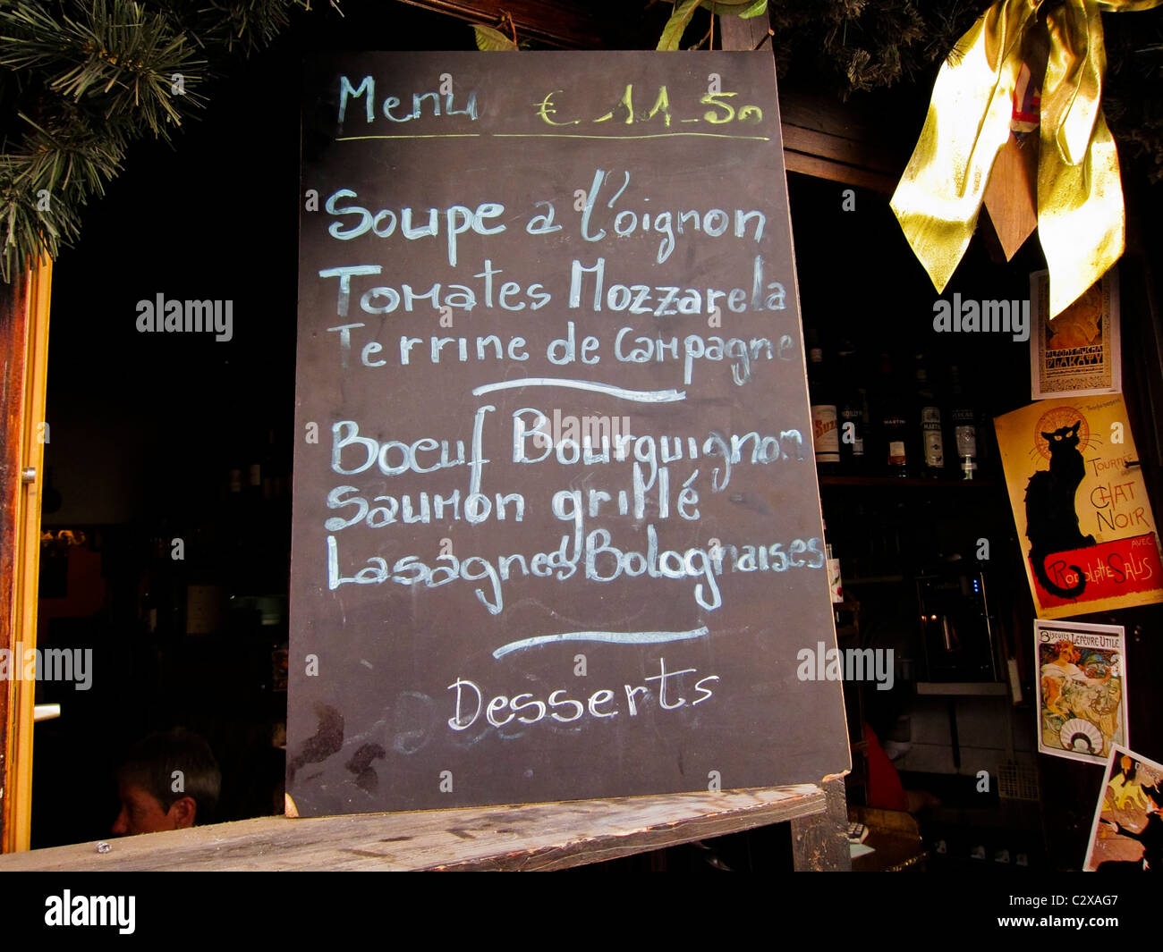 Paris, France, Parisian Bistro Restaurant, handwritten Blackboard Menu ...