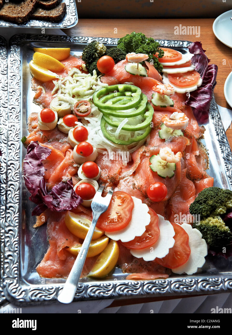 Plate with a cold buffet Stock Photo - Alamy
