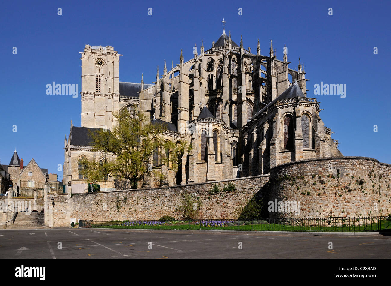 Roman cathedral of Saint Julien at Le Mans of the Pays de la Loire ...