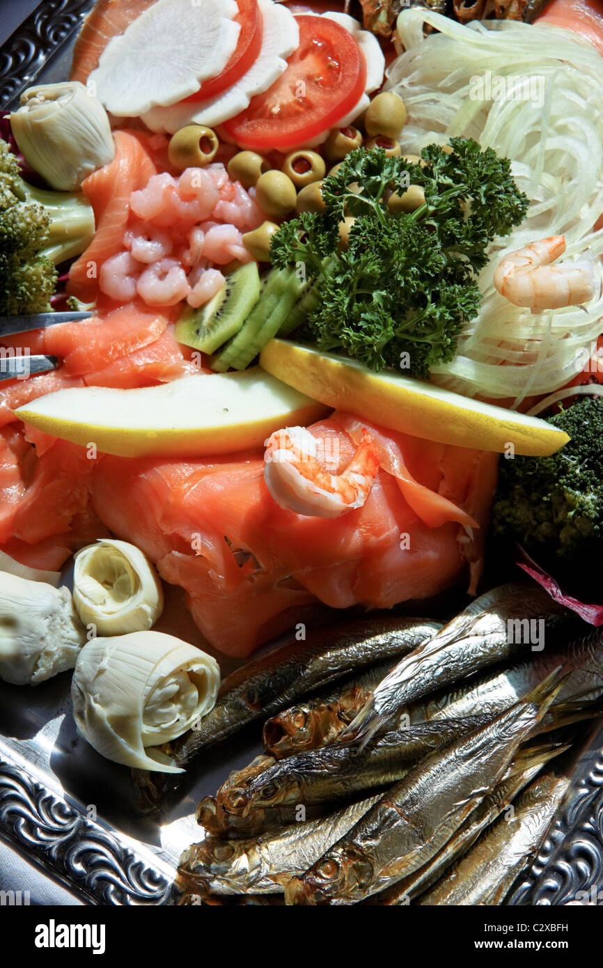 Plate with a cold buffet Stock Photo - Alamy